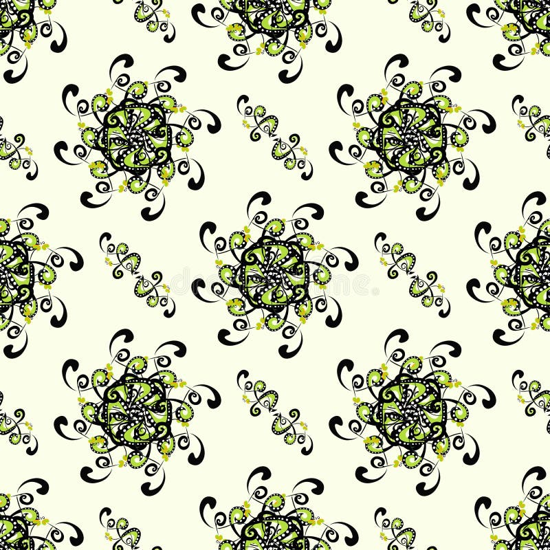 Green Abstract Flowers on a Light Background Pattern Seamless Vector ...