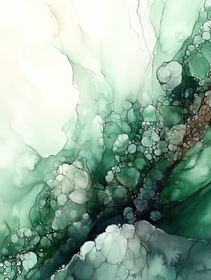 Green Abstract Ink Drawing of Marble Stock Illustration - Illustration ...