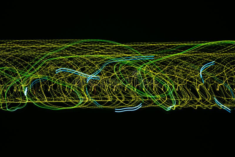 Green Abstract Light Trails at Night on Bridge Stock Image - Image of ...