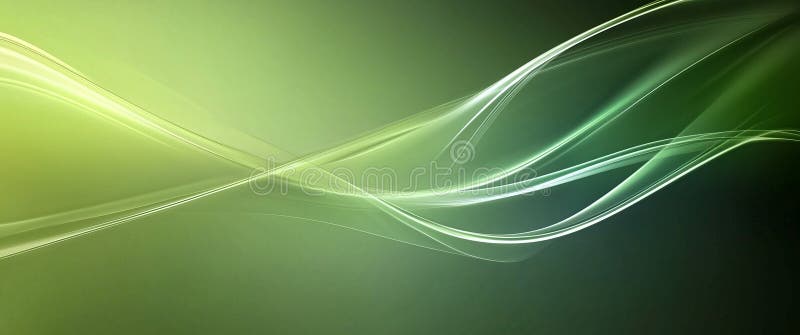 Green Abstract Light Waves Background with Flowing Soft Light Streaks ...