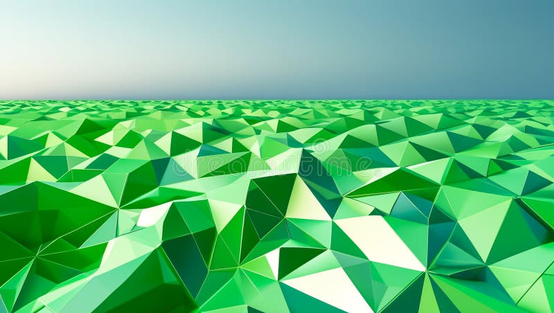 Green Abstract Low-poly Triangle Field, a Mesmerizing Polygonal ...