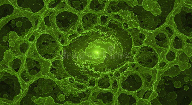 Green Abstract Network with Bright Central Light Science Background ...