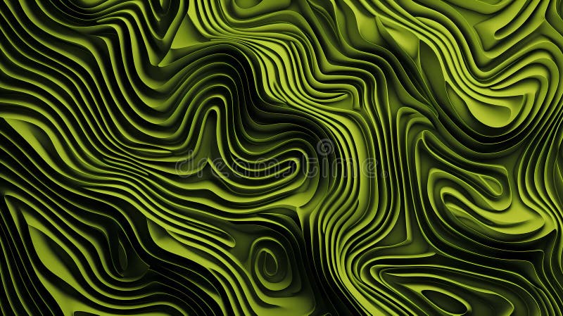 Green Abstract Realistic 3d Topography Relief Textured with Wavy Layers ...