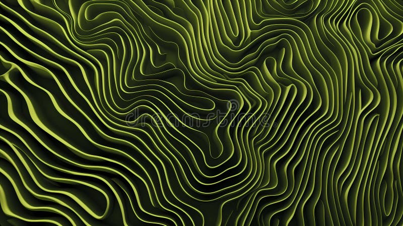 Green Abstract Realistic 3d Topography Relief Textured with Wavy Layers ...