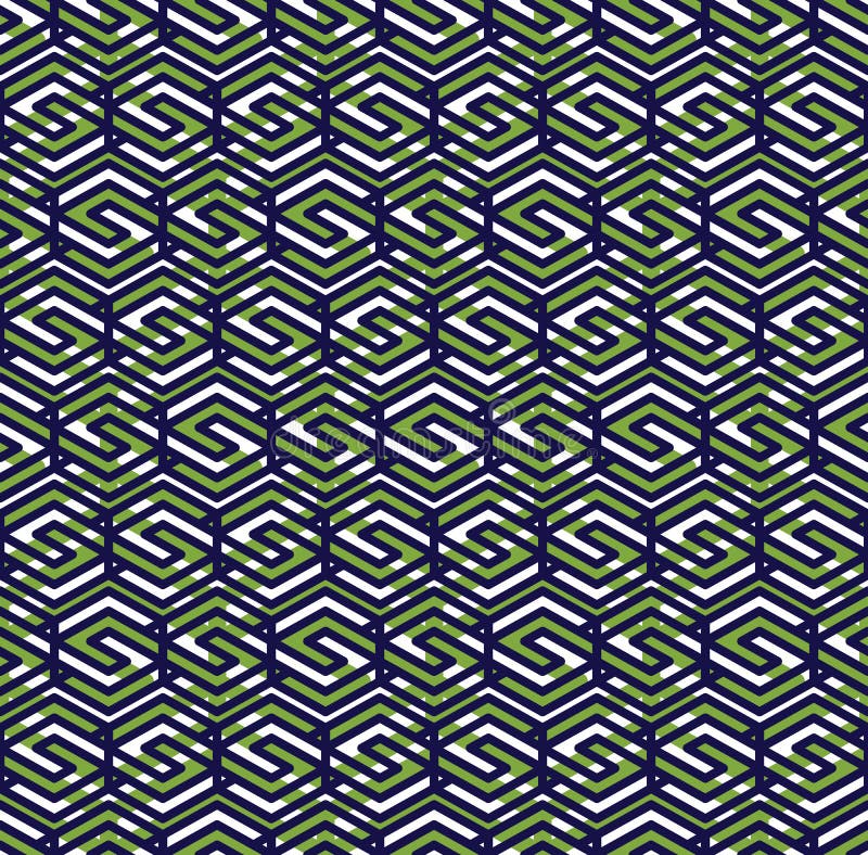 Green Abstract Seamless Pattern with Interweave Lines. Vector Overlay ...