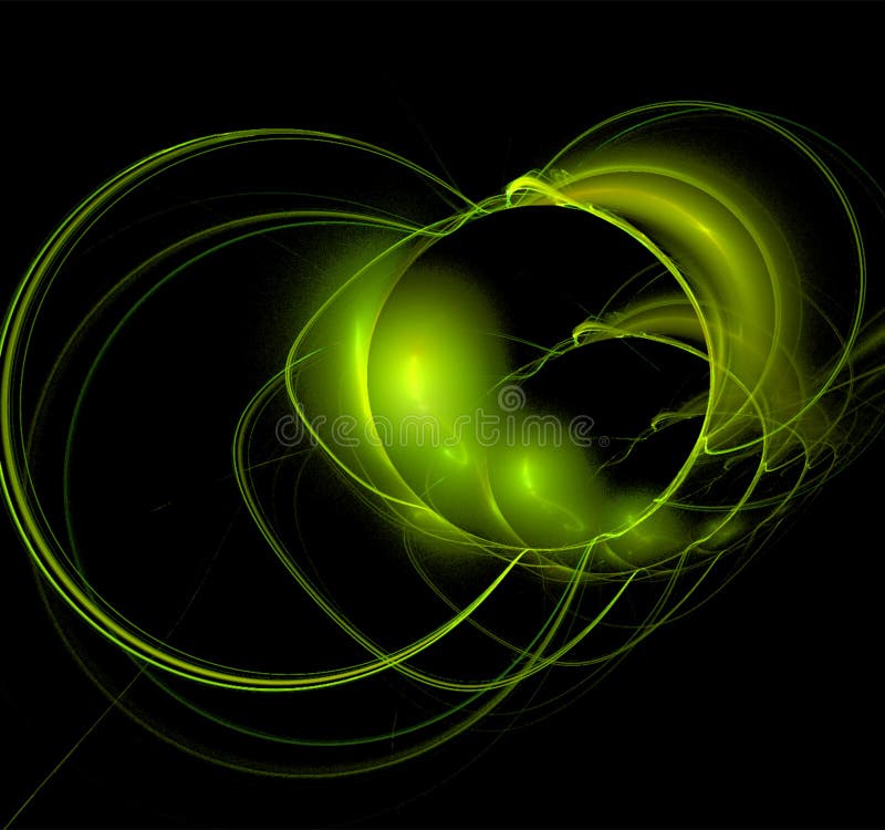 Green Abstract Spherical Linear Pattern on Black Background Stock ...