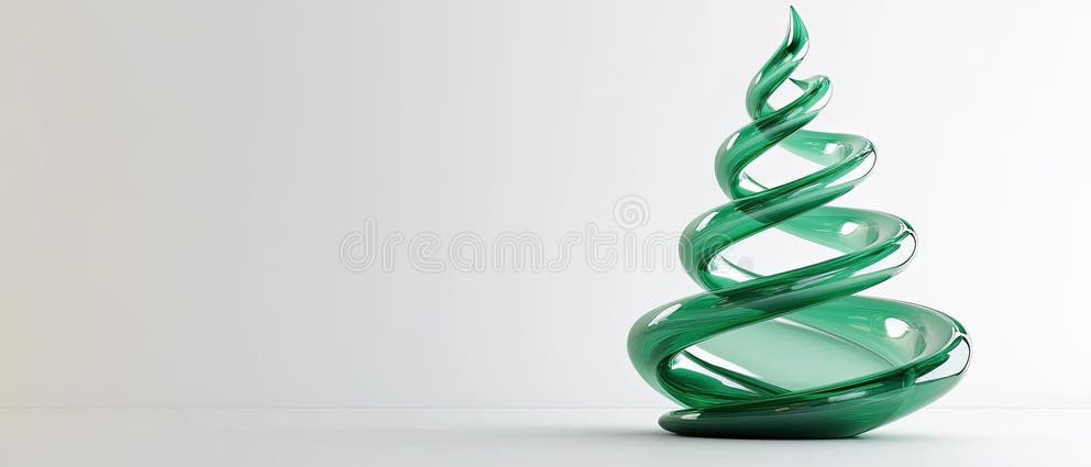 Green Abstract Spiral Sculpture on a White Background Stock Illustration - Illustration of ...