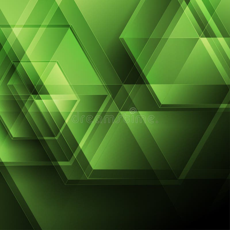 Green Abstract Tech Background with Glossy Polygons Stock Vector ...