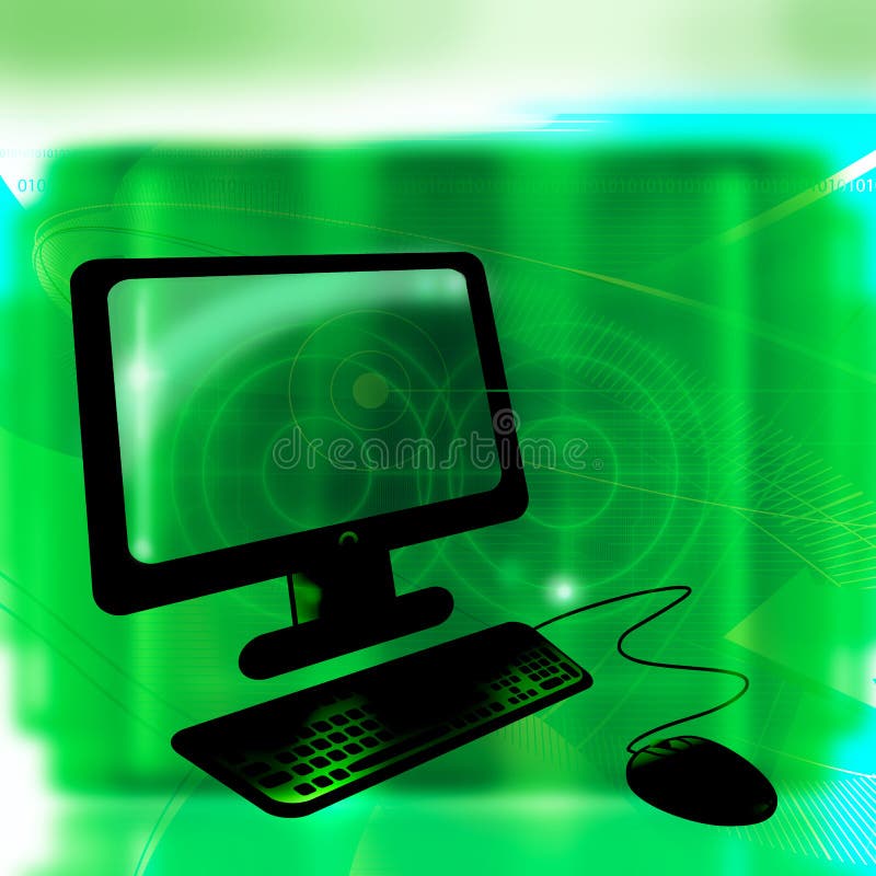 Kid with computer stock vector. Illustration of monitor - 7882395