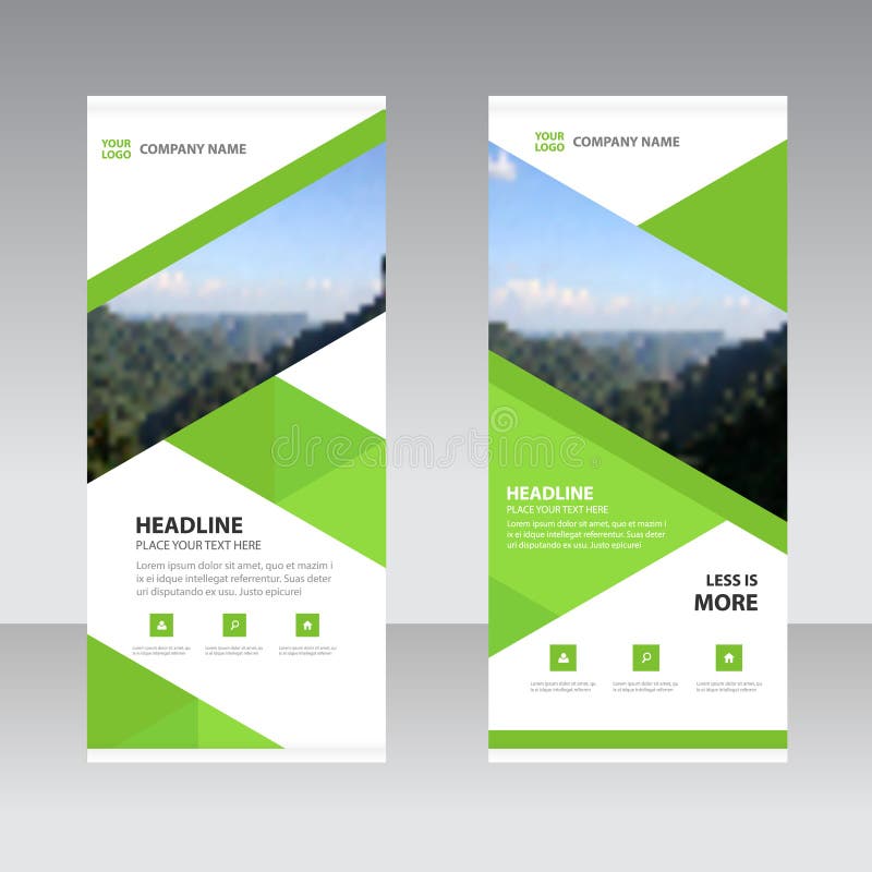 Green Abstract Triangle Business Roll Up Banner Flat Design Stock ...