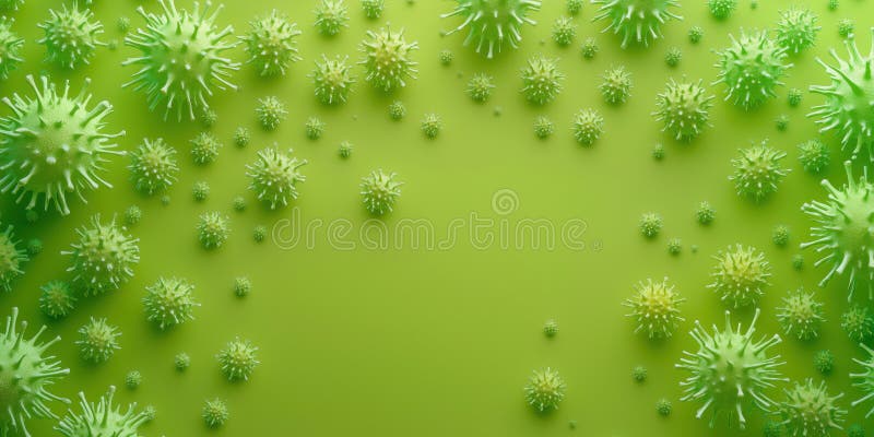 Green Abstract Virus Particles on Gradient Background for Medical and ...