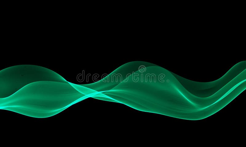Green Abstract Wave Flow of Wavy Lines, Glowing on Black Background ...