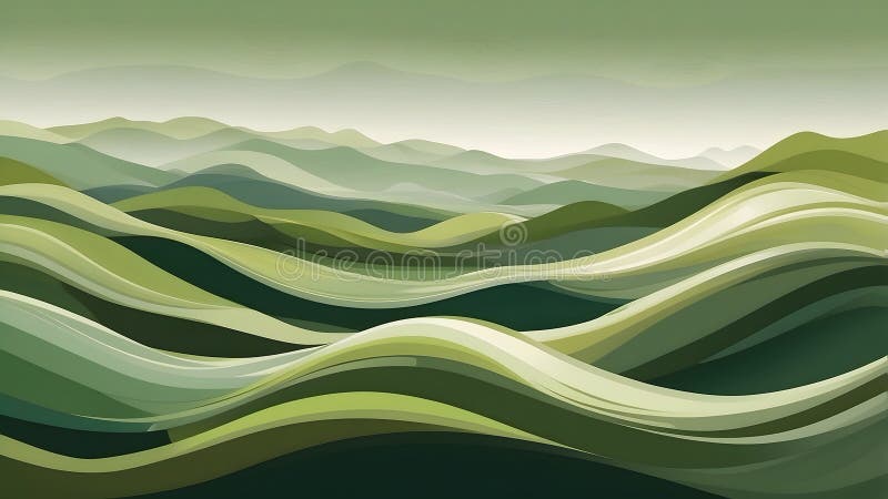 Green Abstract with Wavy and Hills Pattern Stock Illustration ...