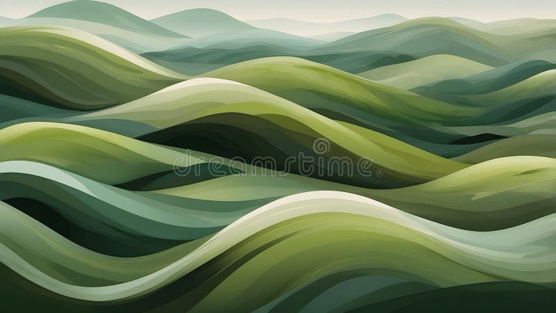 Green Abstract with Wavy and Hills Pattern Stock Illustration ...