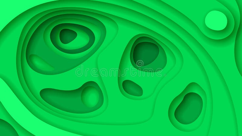 Green Abstract Wavy Paper Cut Background with Shadows, Vector. Modern ...