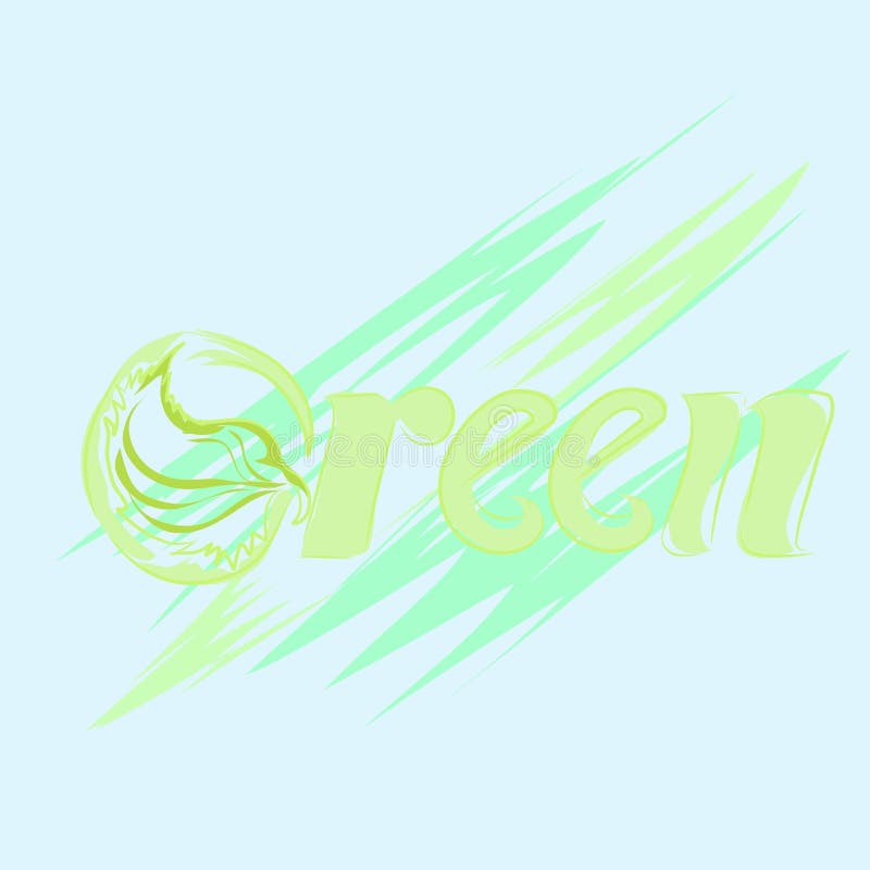 Green Abstract Writing, with a Leaf -textured Blue Background Stock ...