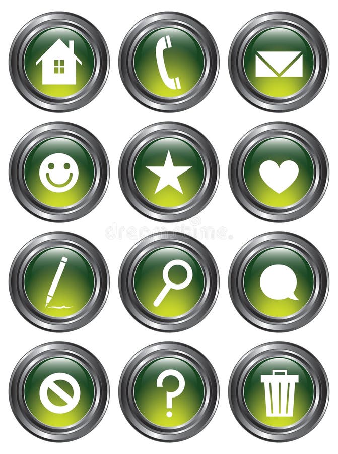 Green Action Buttons stock vector. Illustration of emoticon - 29629426
