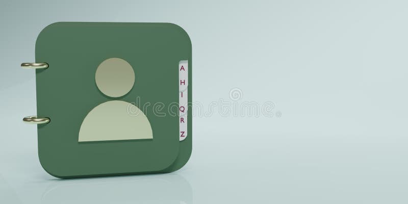Green Address Book Icon with Copy Space for Texts or Messages Isolated ...
