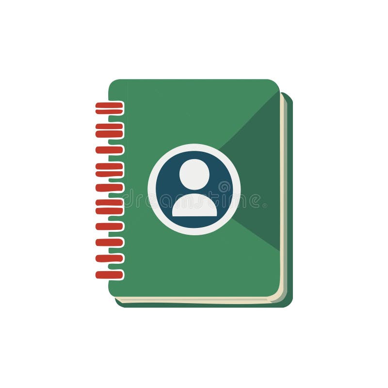 Green Address Book with Person Icon and Red Spiral Binding Vector ...