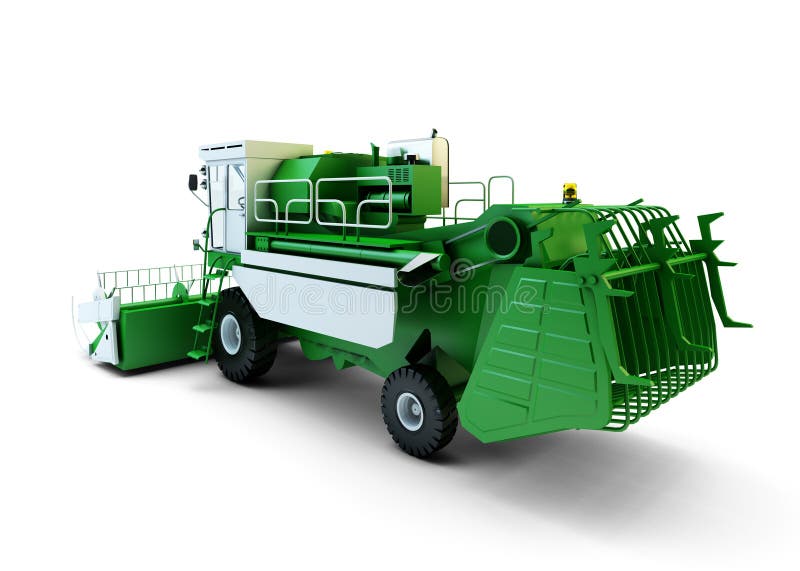 Green Agricultural Combine-harvester Stock Illustration - Illustration ...