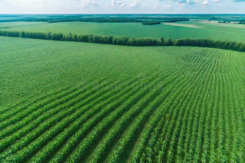 A Green Agricultural Field from a Bird S Eye View. Stock Illustration ...