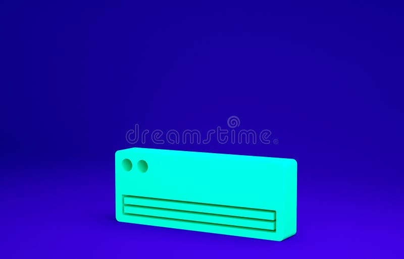 Green Air Conditioner Icon Isolated on Blue Background. Split System ...