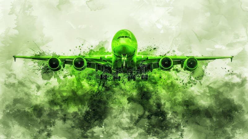A Green Airplane is Flying through a Green Cloud Stock Image - Image of ...