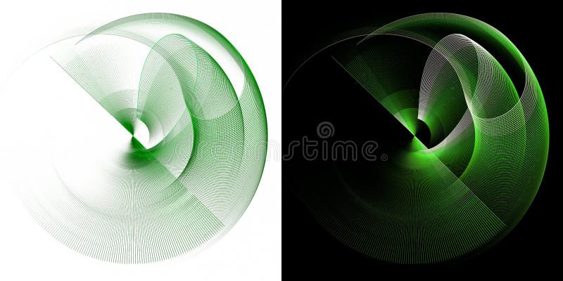 Green Airy Wavy and Straight Abstract Engine Elements Rotate in a ...