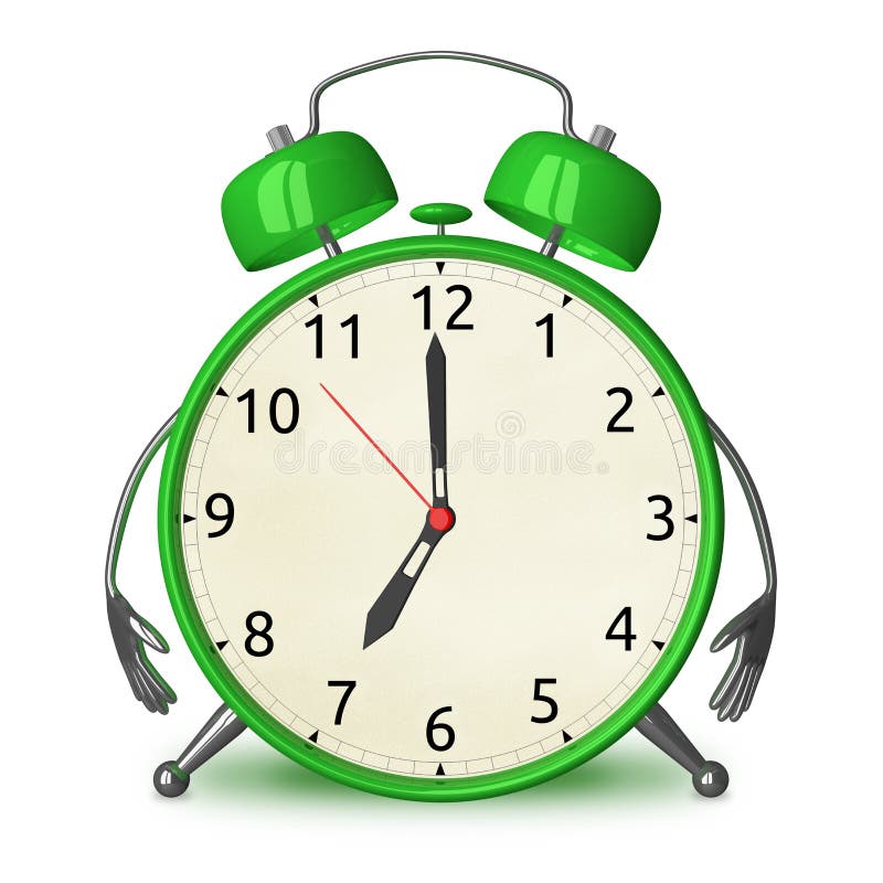 Green Alarm Clock Character Stock Illustration - Illustration of bell ...