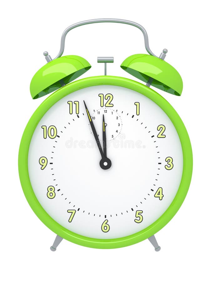 Green Alarm Clock Isolated On White Background 3D Stock Illustration ...