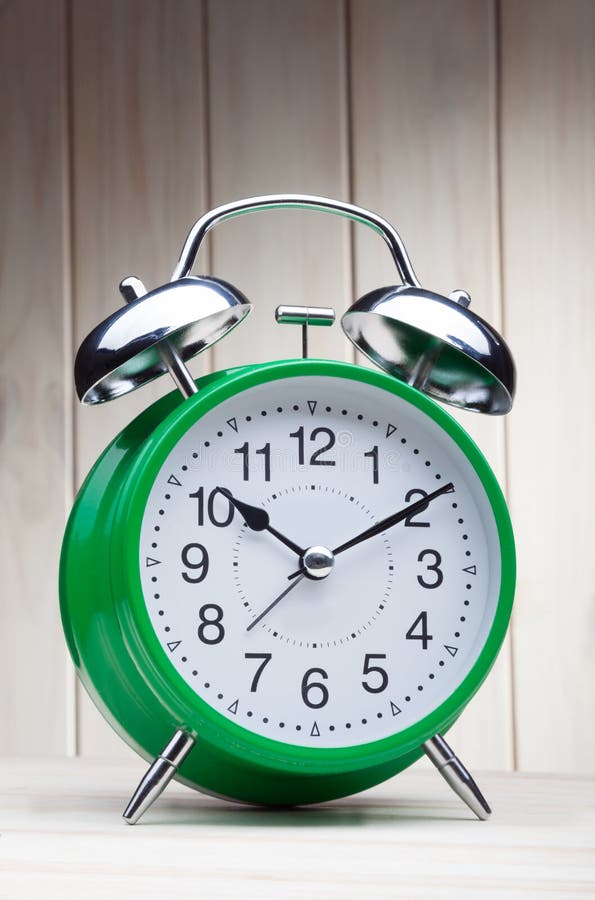 Classic Green Alarm Clock Night Slip Time Stock Photo - Image of ground ...