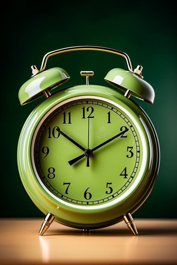 Green Alarm Clock with Two Bells on Each of it. Generative AI Stock ... Green Alarm Clock with Two Bells on Each of it. Generative AI Stock ...
