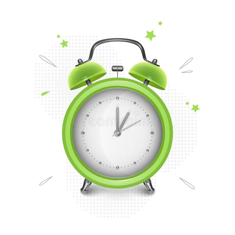 Green Alarm Clock on White Background, Vector Illustration Stock Vector ...
