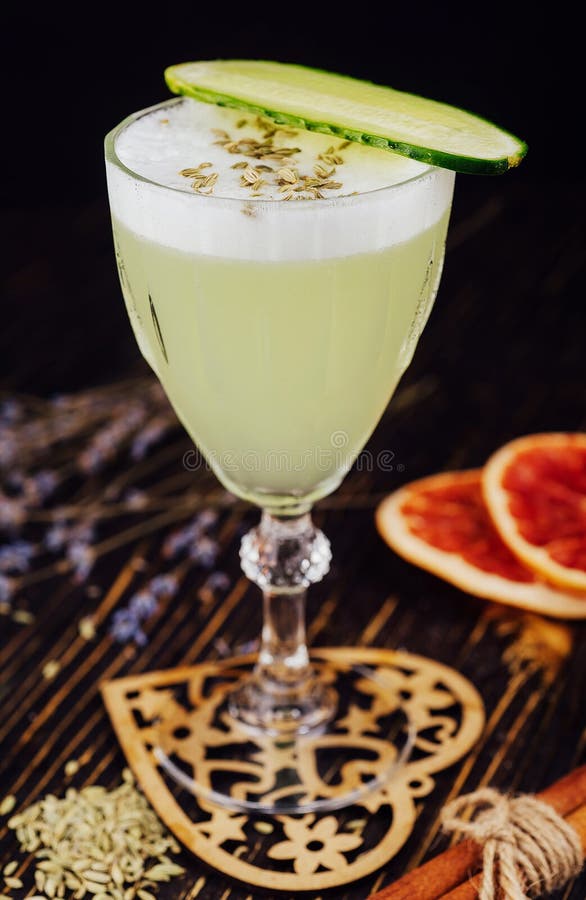 Green Alcohol Cocktail with a Cucumber Stock Photo - Image of cucumber ...