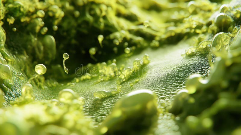 Green Algae in Close Up with Bubbles in Water Stock Photo - Image of ...