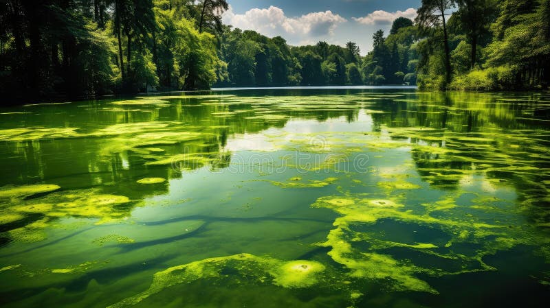 Green algae lake stock photo. Image of research, problem - 307598048