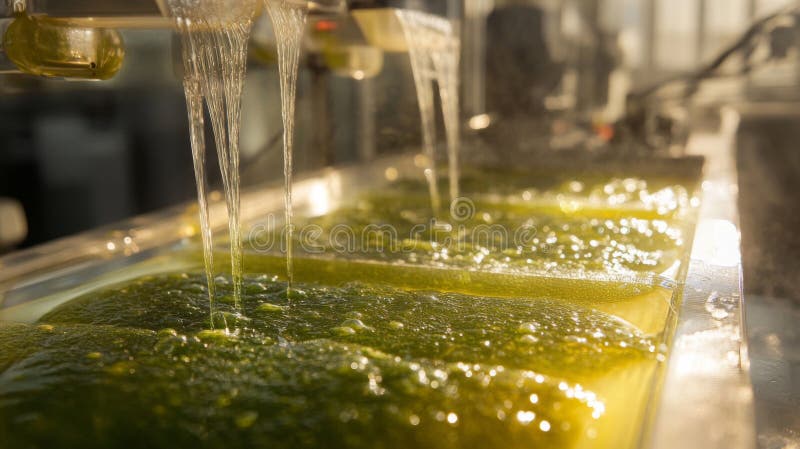 Green Algae Liquid Processing in a Modern Facility Stock Illustration ...