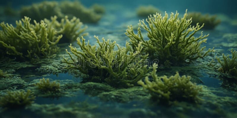 Green Algae on the Ocean Floor Close Up. Stock Photo - Image of wall ...