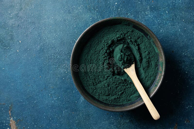 Green Algae Plant Powder Spirulina Stock Image - Image of dieting ...