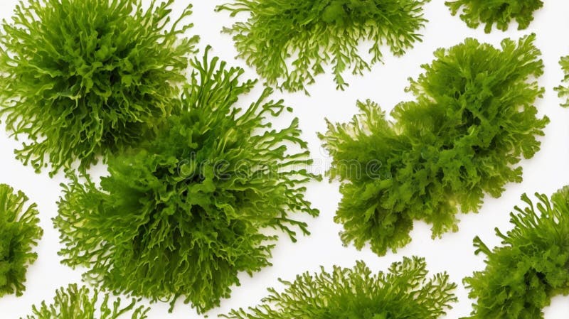 Vibrant Green Sea Algae on White. Stock Image - Image of organism ...