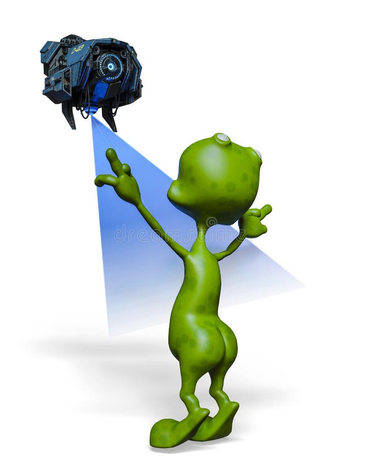 Green Alien Exploring Arround Stock Illustration - Illustration of ...