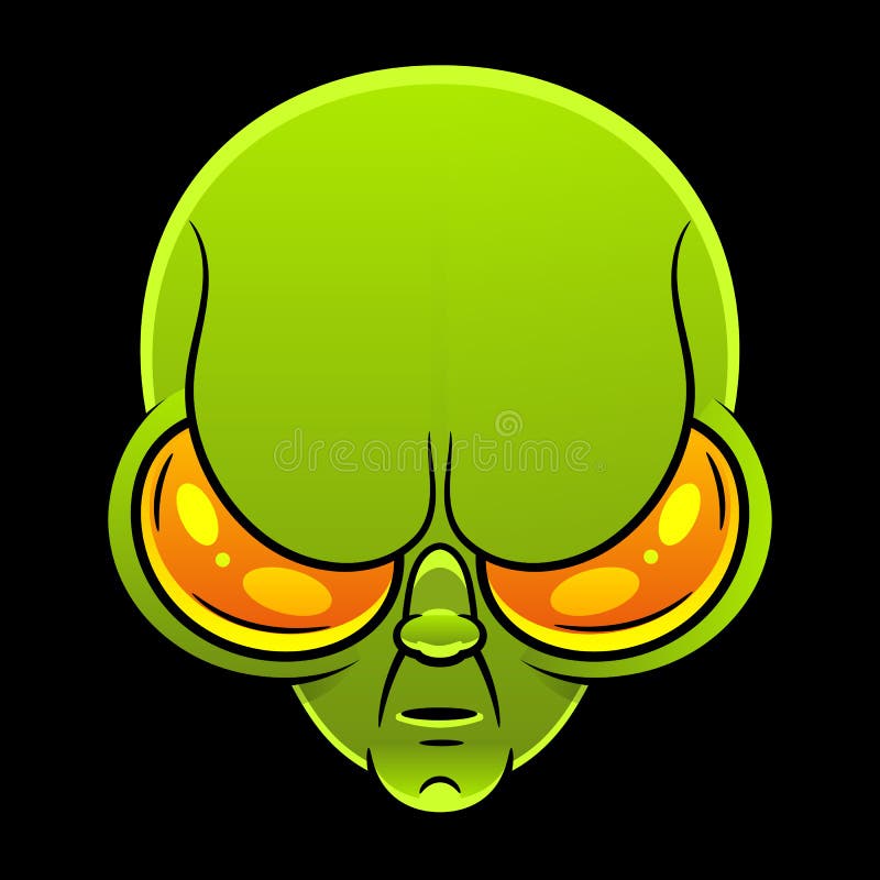 Green Alien Face Emoji. Extraterrestrial Humanoid Head Icon Vector ...