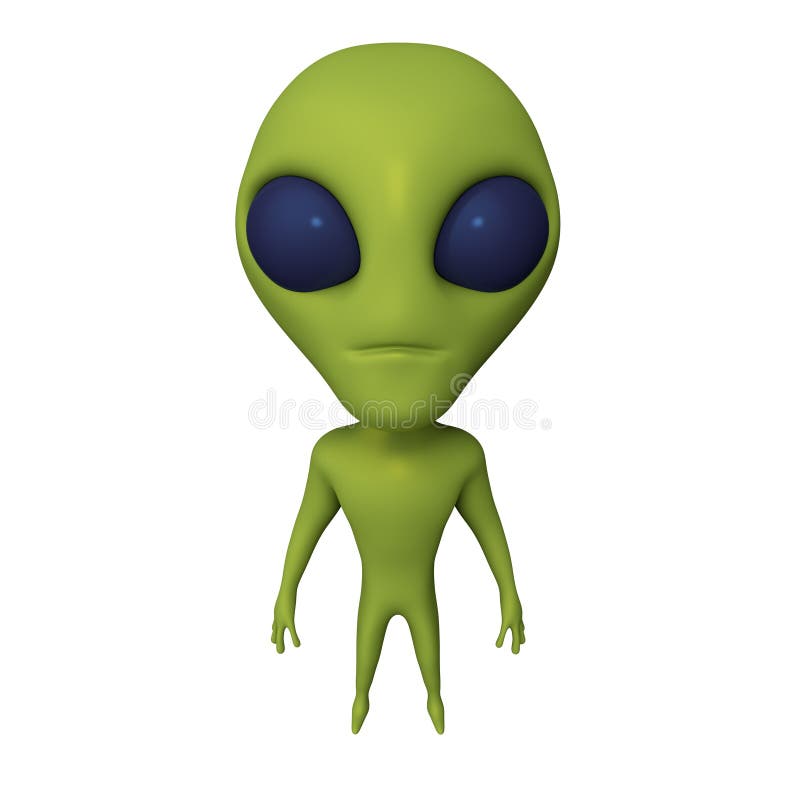 Green Alien. Front View. 3d Rendering Stock Illustration - Illustration ...