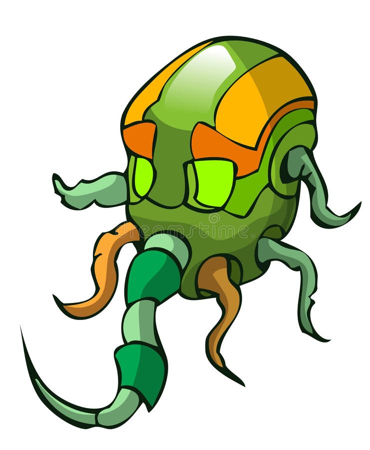 Cute Green Spider Like Female Alien Head. Stock Vector - Illustration ...