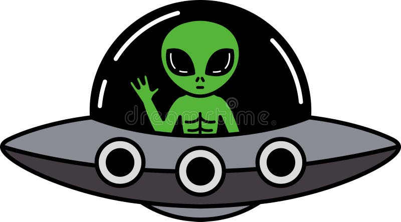 A Green Alien is Sitting Inside a Spaceship Stock Vector - Illustration ...