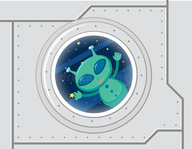 Green alien in space stock vector. Illustration of wave - 133740403