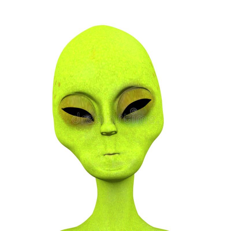 Green alien - strange face stock illustration. Illustration of render ...