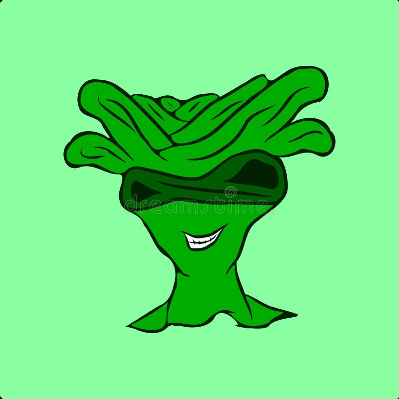 Green Alien with Unique Hair Smiling Stock Vector - Illustration of ...