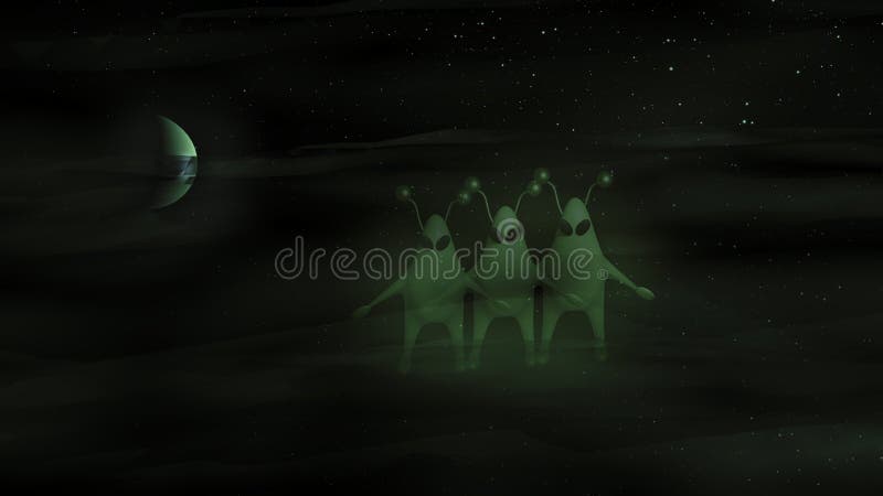Green Aliens in Distant Galaxy 4k 3d Stock Illustration - Illustration ...