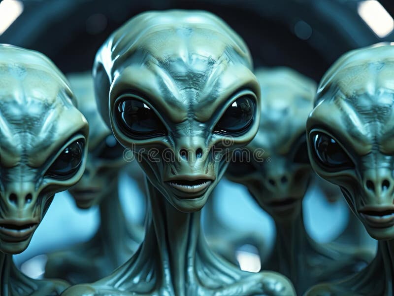 Green aliens in a group stock image. Image of generated - 339713415